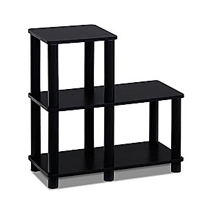 Furinno Jaya Simple Design Bookcase, Walnut & Turn-N-Tube Accent Decorative Shelf, Espresso/Black