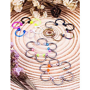 Cisyozi 16G Septum Ring Jewelry Surgical Stainless Steel Horseshoe cute Septum Nose Cartilage Helix Tragus Rook Daith Earring Hoop Lip belly Navel Eyebrow Ring Piercing Jewelry Retaine Women Men 10mm
