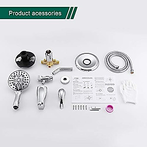 AIHOM Shower Faucet Set With Tub Spout,Shower Trim Kit With Pressure Balanced Valve, Dual-Function 5-Spray Touch-Clean Handheld Shower Head Combo, Chrome