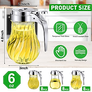 Xinnun 24 Pcs Syrup Dispenser 6 oz Glass Syrup Dispenser with Plastic Lid Clear Sugar Dispenser Jar Retracting Spout Dispensing Syrup Bottles for Maple Syrup, Chocolate Syrup, Sugar, Milk