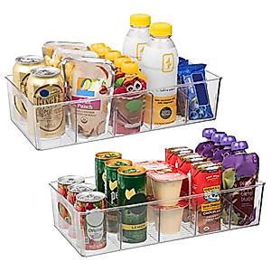 ClearSpace Plastic Pantry Organization and Storage Bins with Removable Dividers – XL Perfect Kitchen Organization or Kitchen Storage – Refrigerator Organizer Bins, Cabinet Organizers, 2 Pack