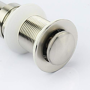 Vessel Sink Drain Stopper Without Overflow, Lavatory Bathroom Pop Up Drain, Brushed Nickel