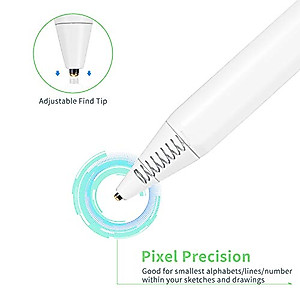 Electronic Stylus for iPad 5th Generation 9.7" 2017 Pencil,Type-C Rechargeable Active Capacitive Pencil Compatible with Apple iPad 5th Gen 9.7-inch Stylus Pens,Good on iPad Drawing Pens,White