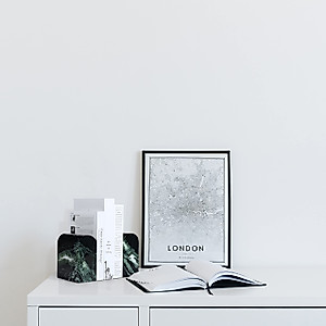 Koville Italian Natural Marble Bookends for Shelves, 13LBS Ultra Non-Skid Book Ends, Heavy Duty Marble Book Holders Organizer, Bookshelf Apartment Decor for Movies/CDs/Video Games(Verde Remeggiato)