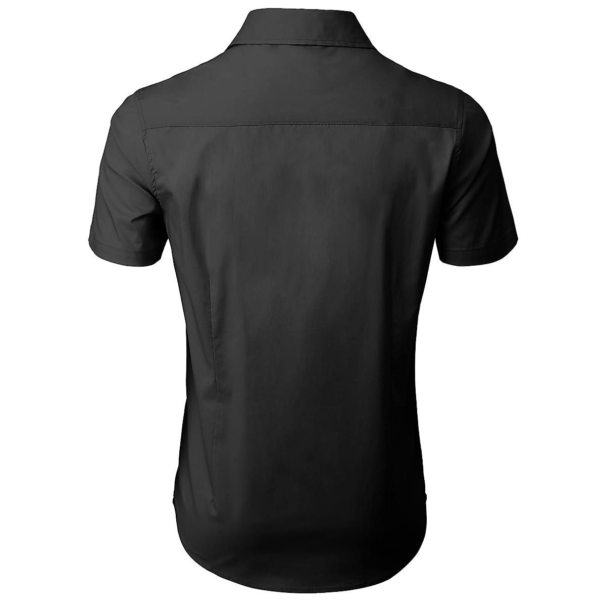 H2H Black Button up Shirt Men Black US L/Asia XL (KMTSTS0132)