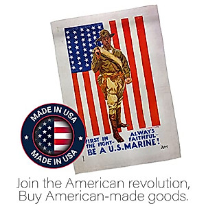 First in The Fight Garden Flag - Armed Forces Marine Corps USMC Semper Fi United State American Military Veteran Retire - House Decoration Banner Small Yard Gift Double-Sided Made USA 13 X 18.5