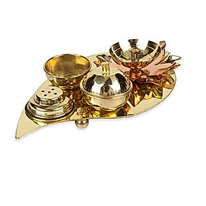 Tarini Gallery Brass Pooja Indian Antique Décor for Home Entrance Temple Festival Diwali Decoration and Gifting (Pooja Platter)