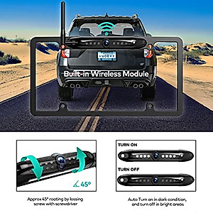 Nuoenx Wireless Backup Camera for RV, Split Screen 5 Inch HD Monitor W/ Wireless License Plate Backup Camera & Wireless Rear View Camera, IR Night Vision Waterproof Camera for RV, Trailer, 5th Wheel
