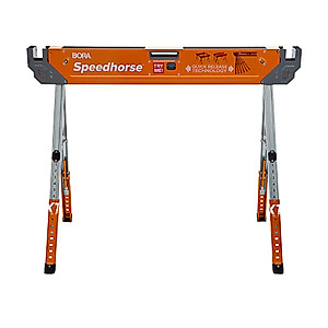 Bora Portamate Speedhorse XT Sawhorse Pair (PM-4550T,Orange) and BORA Track Clamps, Saw Guide Accessory