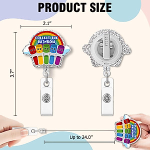 QYUVK Retractable Collect The Rainbow Badge Reel with Alligator Clip, Funny Silver Glitter Phlebotomy Tech Blood Draw Badge Holder Gift for Doctors Nurses Lab Tech Phlebotomist