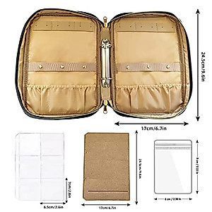 Nelonis Travel Jewelry Organizer Portable Jewelry Roll Transparent Jewelry Organizer Book Ring Binder Jewelry Bags, Earrings, Rings, Bracelets, Necklaces (Black)