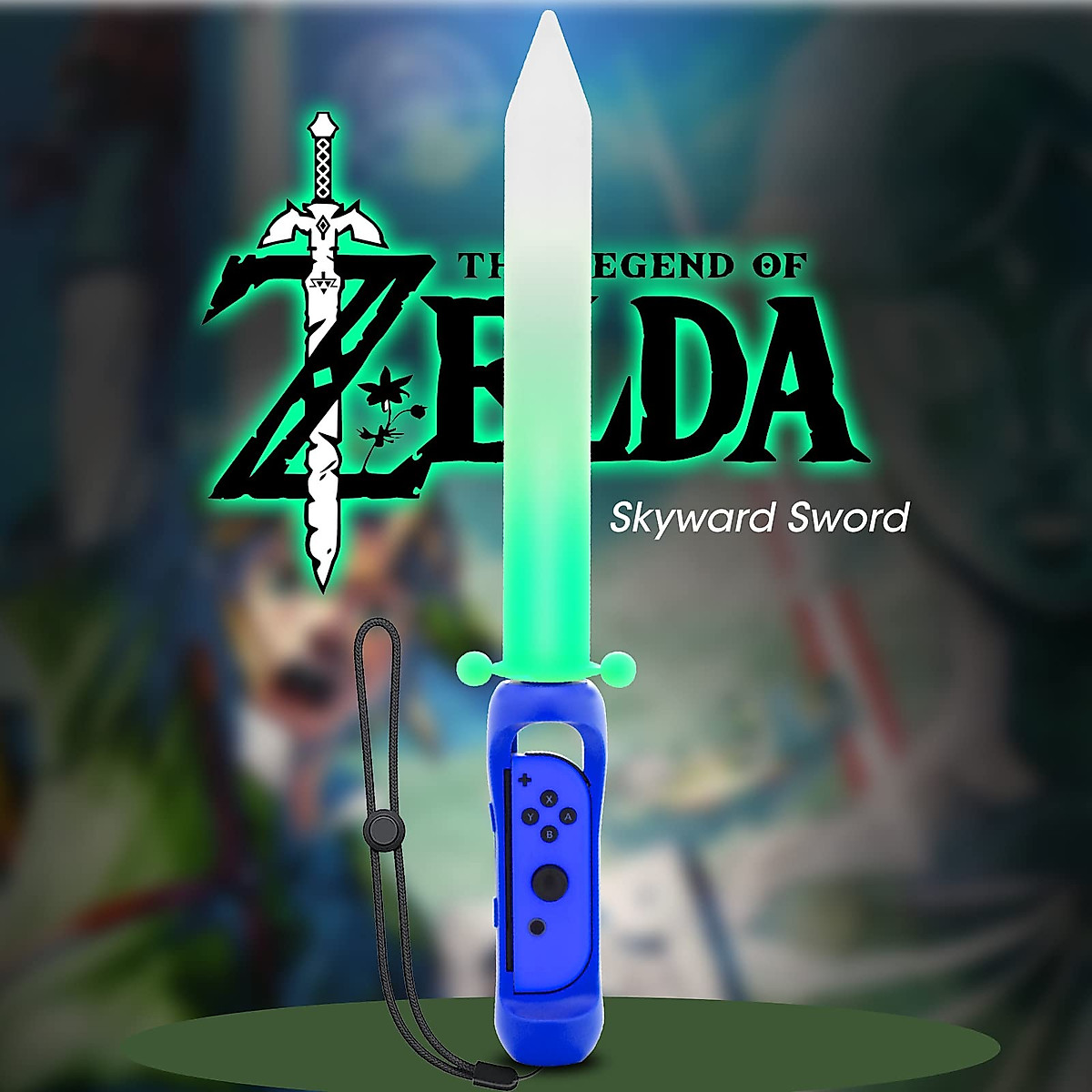 LED Game Sword for Nintendo Switch Joy-Con, Hand Grip for Skyward Sword Switch Game with Hand Strap - Dark Blue
