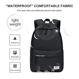 PAUBACK Black high school backpacks for teen girls,book bag backpack for school teens,college travel daypack for women men for laptop 15.6",water resistant & lightweight Casual University backpack