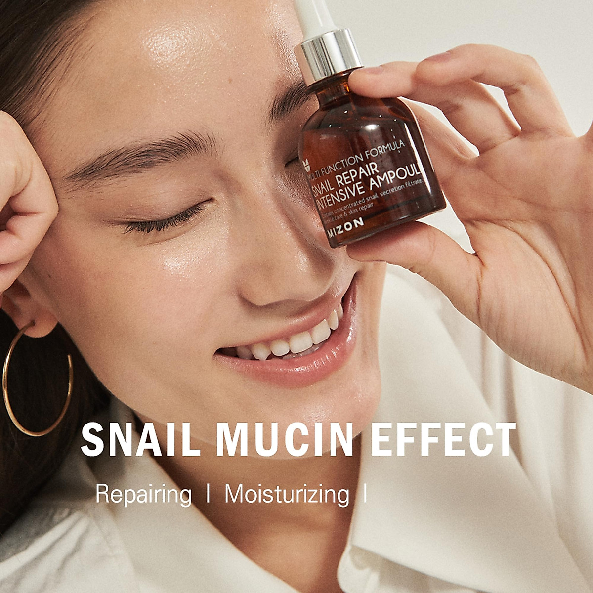 MIZON Snail Repair Intensive Ampoule Snail Mucin with Hyaluronic Acid Vitamin E Adenosine Elasticity Booster Skin Nutrition (30ml 1.01 fl oz)