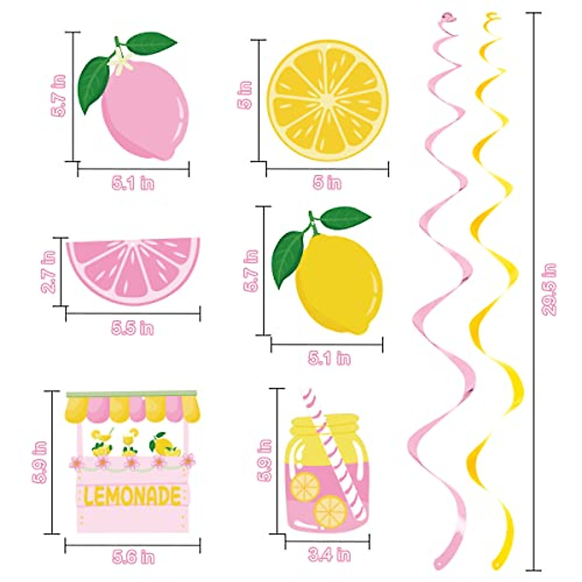 20Pcs Lemon Hanging Swirl Decorations, Citrus Lemonade Party Hanging Decor for Lemonade Baby Shower, Citrus Lime Birthday Party, Summer Fruit Party Decor, Celling, Home, Office Decor