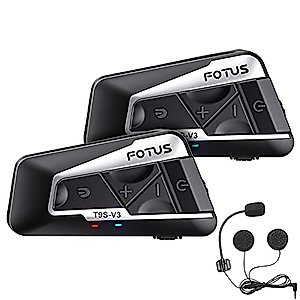 MECHAZER Motorcycle Bluetooth 5.0 Headset with Music Playing, Helmet Bluetooth Intercom with Noise Cancellation/FM Radio, 3-Ways Communication Within 1400m for Snowmobile 2Sets