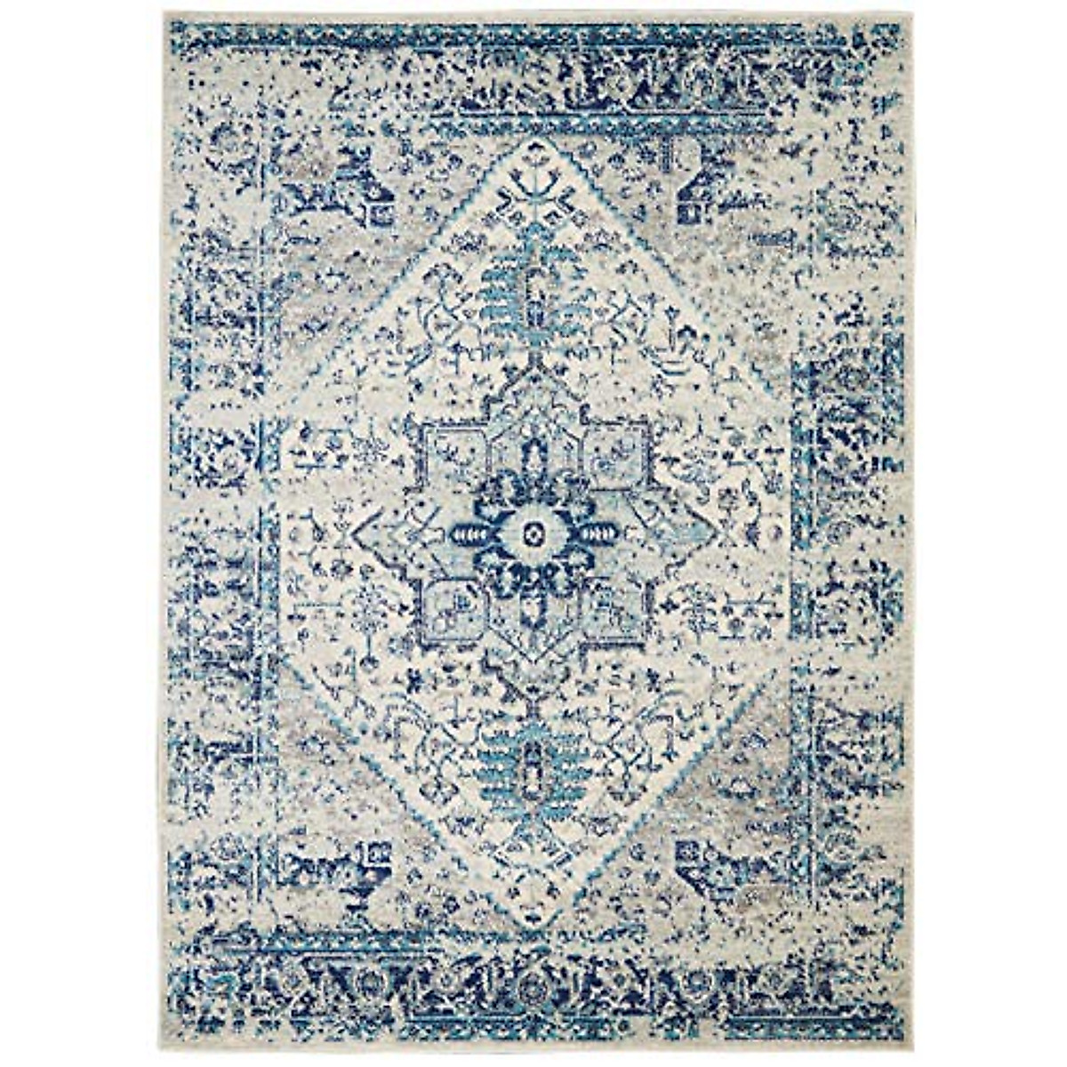 Nourison Tranquil Persian Ivory/Light Blue 4' x 6' Area -Rug, Easy -Cleaning, Non Shedding, Bed Room, Living Room, Dining Room, Kitchen (4x6)