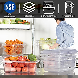 CURTA 4 Pack Food Storage Box with Lid, 5 Gallon - 18" x 12" x 9" NSF Listed Commercial Grade Clear Polycarbonate Container for Commercial Kitchen Restaurant Cafeteria