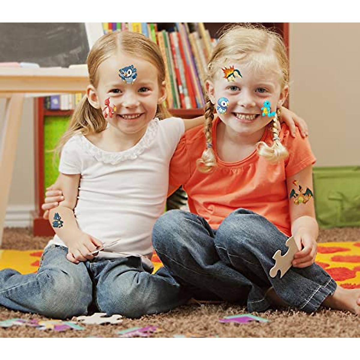 120 Pcs Anime Temporary Tattoos for Kids, Japanese Cartoon Tattoo Stickers for Kids, DIY Sticker Arts, Birthday Party Favors / supplies for Kids, Classroom School Decorations - No Repeat