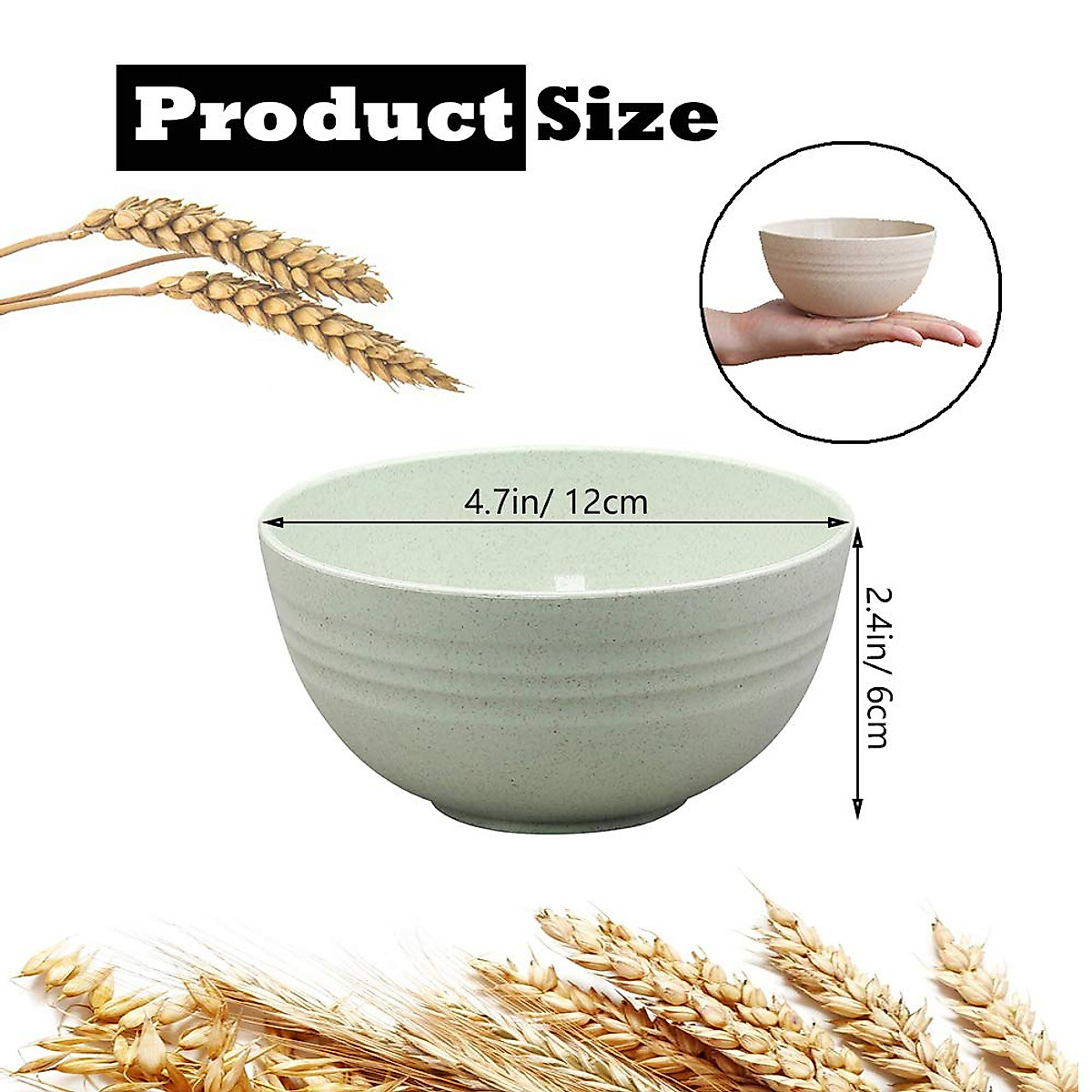 N/ A 4 PCS 4.7inch Lightweight Wheat Straw Bowl, Unbreakable Cereal Pasta Bowls Microwave& Dishwasher Safe, Reusable Tableware Dinnerware Fruit Snack Container (Small,PINK)