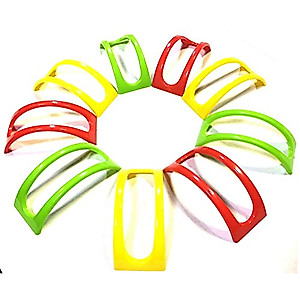 9pc Colorful Stackable ALAZCO Taco Holder Stand Server - For Soft & Hard Shell Taco - Backyard Party Picnic Fiesta (3 Red, 3 Green, 3 Yellow) BPA Free