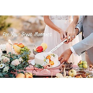 BEKESIN Wedding Cake Knife and Server Set, Silver Cake Cutting Set for Wedding 2024, 4 Piece Cake Knife Set with Forks for Engagements, Weddings and Anniversaries