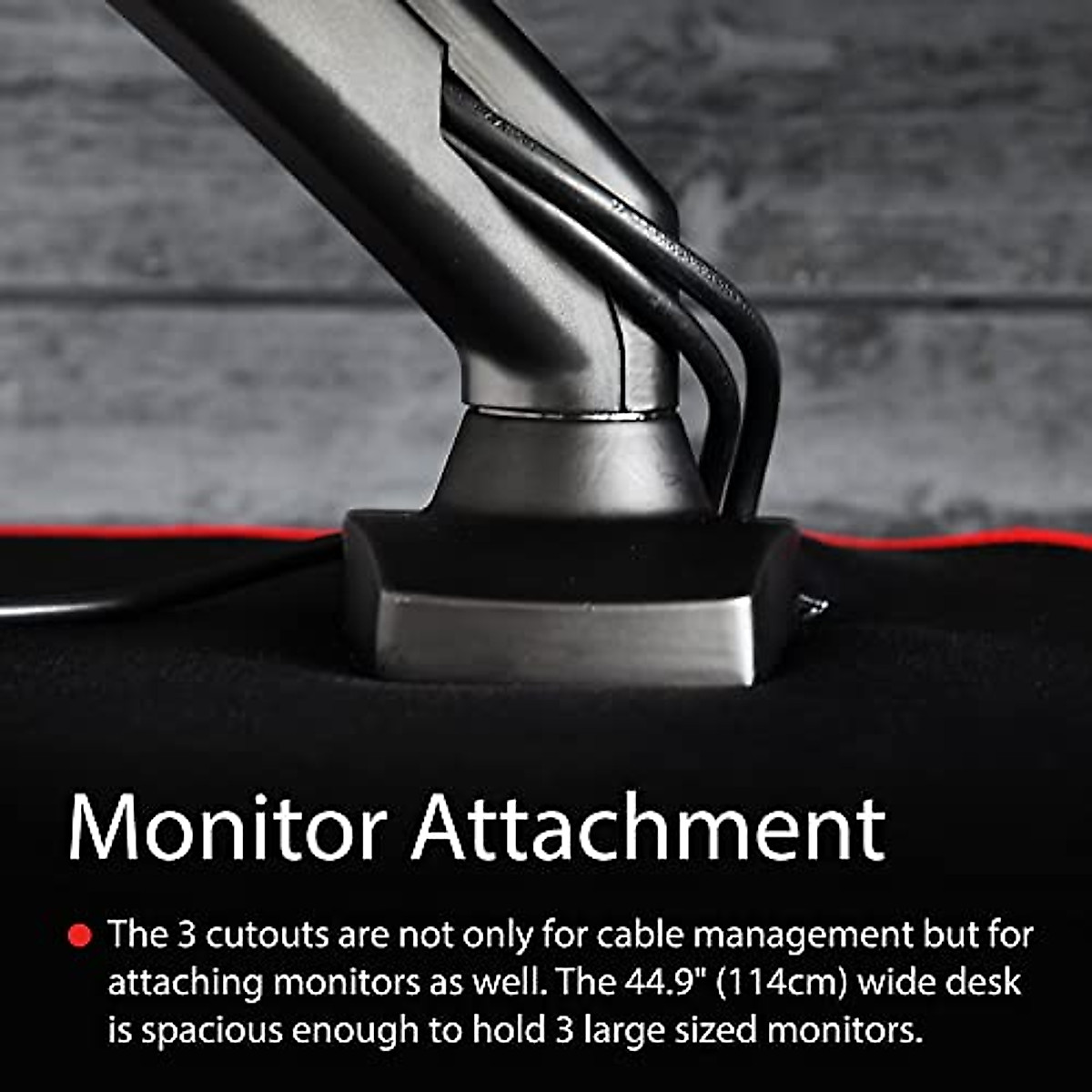 Arozzi Arena Fratello Curved Gaming and Office Desk with Full Surface Water Resistant Desk Mat Custom Monitor Mount Cable Management Cut Outs Under The Desk Cable Management Netting - Dark Grey