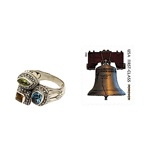 NOVICA Artisan Handmade .925 Sterling Silver Multigemstone Cocktail Ring Balinese Citrine Blue Topaz Peridot Green Multicolor Yellow Indonesia Leaf Tree Birthstone 'Splendid Bamboo'