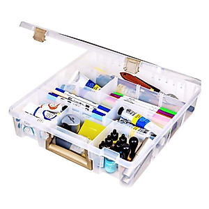 ArtBin 9007AB Super Satchel with Removable Dividers, Portable Art & Craft Organizer with Handle, [1] Plastic Storage Case, Clear