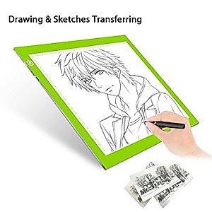 LitEnergy Portable A4 LED Copy Board Light Tracing Box, Green Ultra-Thin Adjustable USB Power Artcraft LED Trace Light Pad for Tattoo Drawing, Streaming, Sketching, Animation, Stenciling