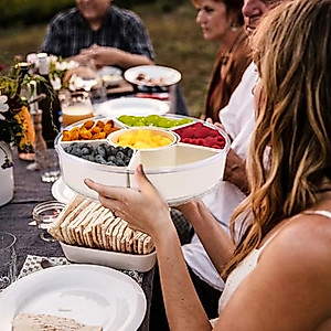 TAROSE Divided Serving Tray with Lid and Handle, 6.6L Large Capacity Snackle Box Container with Dividers, Portable Snack Boxs for Fruit Veggie Salad, Beach Essentials Ideal for Picnic