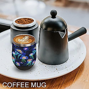 Glowing Up Jelly Fish Funny Wine Tumbler 12 Oz Stainless Steel Insulated Mug Double Wall Water Cup with Lid