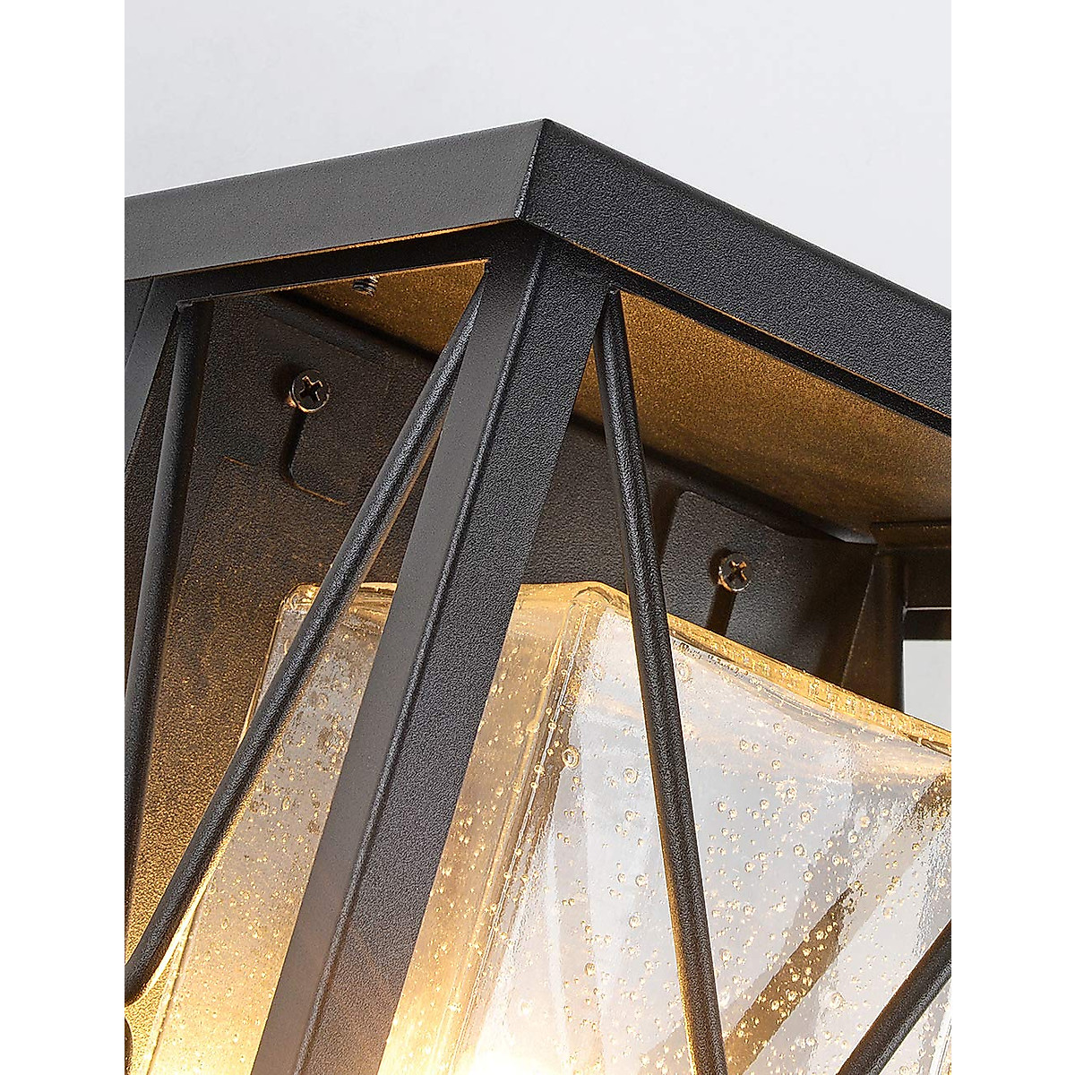 EERU Outdoor Wall Sconce Modern Exterior Wall Mount Porch Lights Black Metal with Seeded Glass Waterproof Outdoor Wall Light Fixtures Outside Lighting for House Garage Front Door Patio Garden