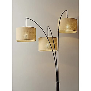 Adesso 4238-26 Trinity Arc Floor Lamp Antique Bronze FinisH, Beige Burlap . Home Decor Lamps and Light Fixtures, 82",3 Arm