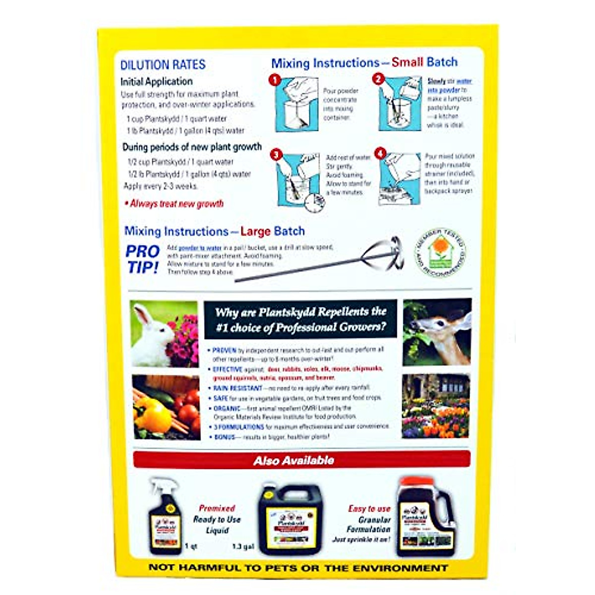 Plantskydd Animal Repellent - Repels Deer, Rabbits, Elk, Moose, Hares, Voles, Squirrels, Chipmunks and Other Herbivores; Soluble Powder Concentrate - 1 LB Box - Makes 1 Gallon Liquid (PSP-R1)