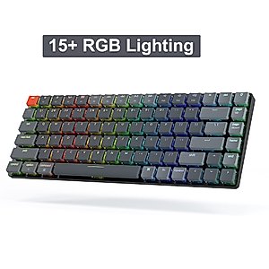 Keychron K3 Ultra-Slim 75% Layout Wireless Wired Mechanical Keyboard, Compact 84 Keys RGB LED Backlit for Mac Windows, Low Profile Gateron G Pro Blue Switch, Version 2
