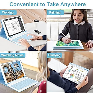 Keyboard Case for iPad 10.2 Inch 9th/8th/7th Gen with Pencil Holder, for iPad 10.2"/Air 3/Pro 10.5" Case with Wireless Bluetooth Keyboard, Detachable Keyboard Cover for iPad 9th Gen 2021 (Blue)
