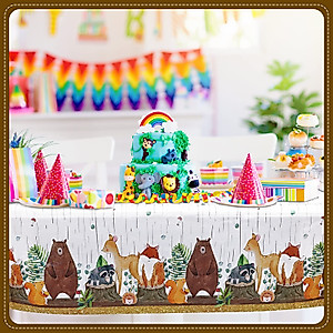 Dianelhall 3 Pcs Woodland Tablecloth, Woodland Animals Baby Shower Decorations Forest Animals Table Covers for Baby Shower Table Cloth (Boy)