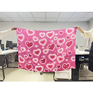 DYANG Early 2000s Pink Heart Backdrop Glitter Heart Romantic Valentine Day Party Photography Background Baby Shower Sweet 16 18th 21th 30th Female Birthday Banner Decor(7x5FT)