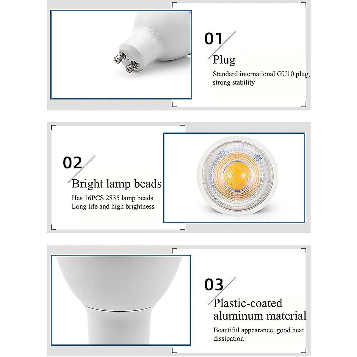 Edearkar GU10 LED Light Bulbs, 10W (100W Halogen Equivalent), 1000 Lumens, Non-Dimmable, 3000K Warm White, LED Bulbs for Recessed Track Lighting, AC90-265V, 60° Beam Angle, GU10 Base, Pack of 6