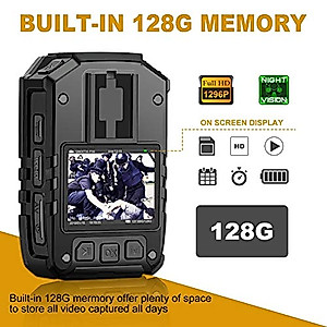 CammPro I826 1296P HD Police Body Camera,128G Memory,Waterproof Body Worn Camera,Premium Portable Body Camera with Audio Recording Wearable,Night Vision,GPS for Law Enforcement