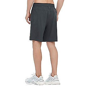 Rdruko Men's Quick Dry Hiking Shorts Lightweight Running Workout Gym Active Shorts with Zipper Pockets(Dark Grey, US M)