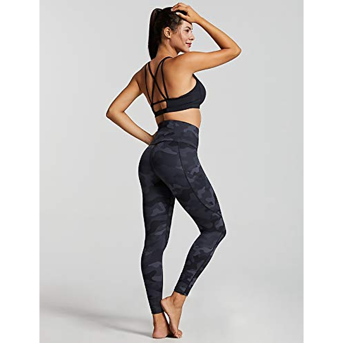 ZUTY 7/8 Workout Leggings for Women High Waisted Leggings with Pockets Squat Proof Yoga Ankle Leggings Plus Size 25" Black camo XS