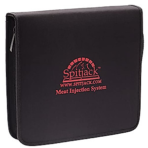 SpitJack Magnum Meat Injector Gun. Food Flavor Injection Syringe for Smoked BBQ Marinades and Meat Seasoning. 4 needles for Pork Butt, Beef Brisket, Turkey Breast. 50ml Capacity. Made in the USA.