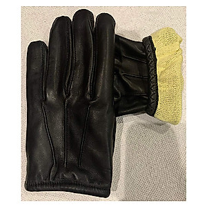 QUALITY WEARS USA Leather Gloves cowhide Police Cut resistant, Patrol, Search Duty Gloves (Large)