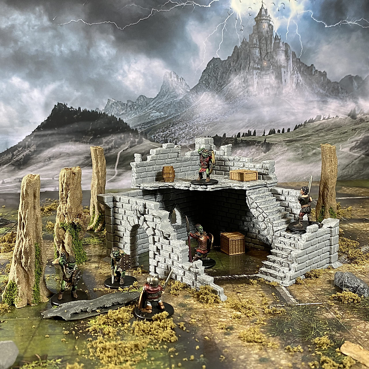 Extruded Gaming Building Ruins Set 1A