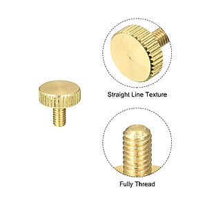 uxcell Knurled Thumb Screws, M4x8mm Flat Brass Bolts Grip Knobs Fasteners for PC, Electronic, Mechanical 10Pcs