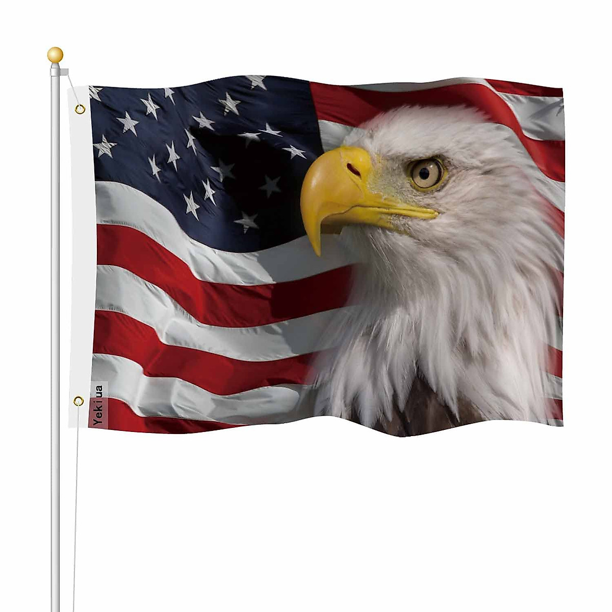 Yekiua Patriotic Eagle Flag 3X5 Outdoor North American Bald Eagles Star Striped Us American Flag Veterans Day Double Sided Flags All Weather Long Lasting With 2 Brass Grommets