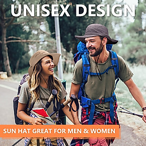 Obling Sun Hat, Fishing Hat UPF 50 Wide Brim Bucket Hat Safari Boonie Hat (B-Grey)