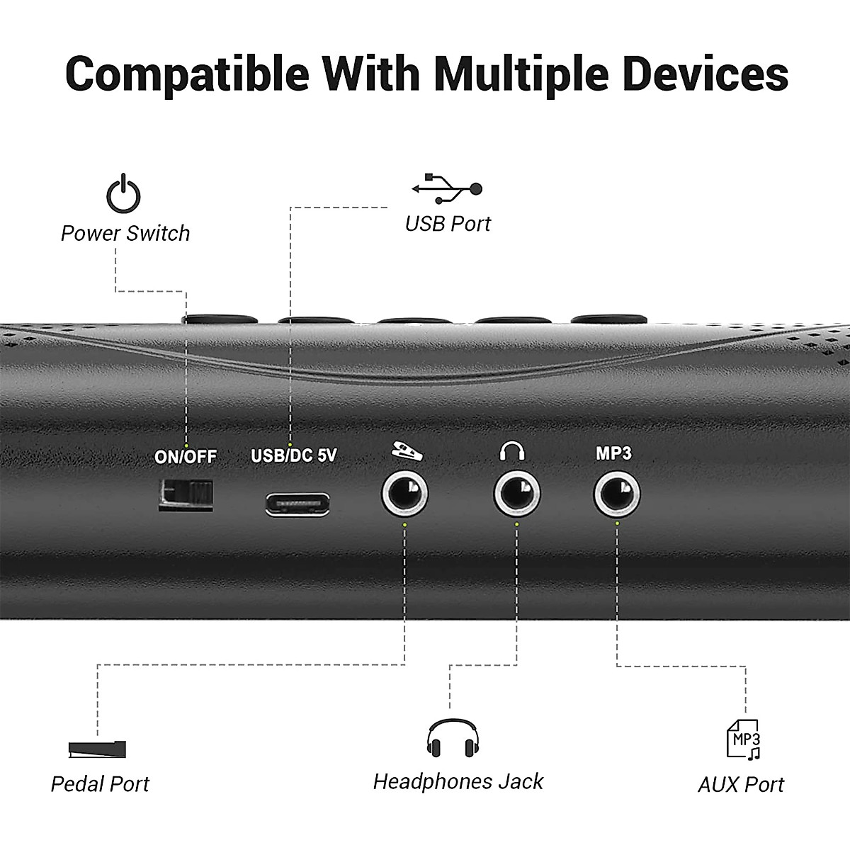 PAXCESS Portable 9 Pad Roll-Up Electronic Drum Set with Realistic Sounds, Foot Pedals, Drumsticks, Built-In Speaker, and Rechargeable Battery